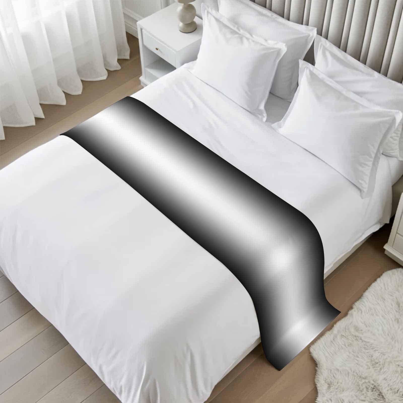 Bed Runner Ombre White Black Bedding Scarves Soft Decorative Bed Flag ...