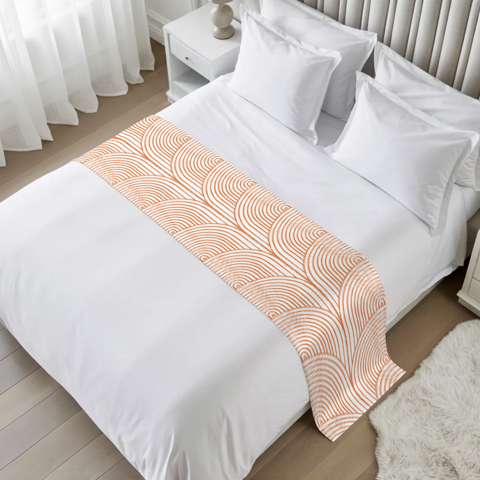Bed Runner Orange Boho Circle Bedding Scarves Soft Decorative Bed Flag ...