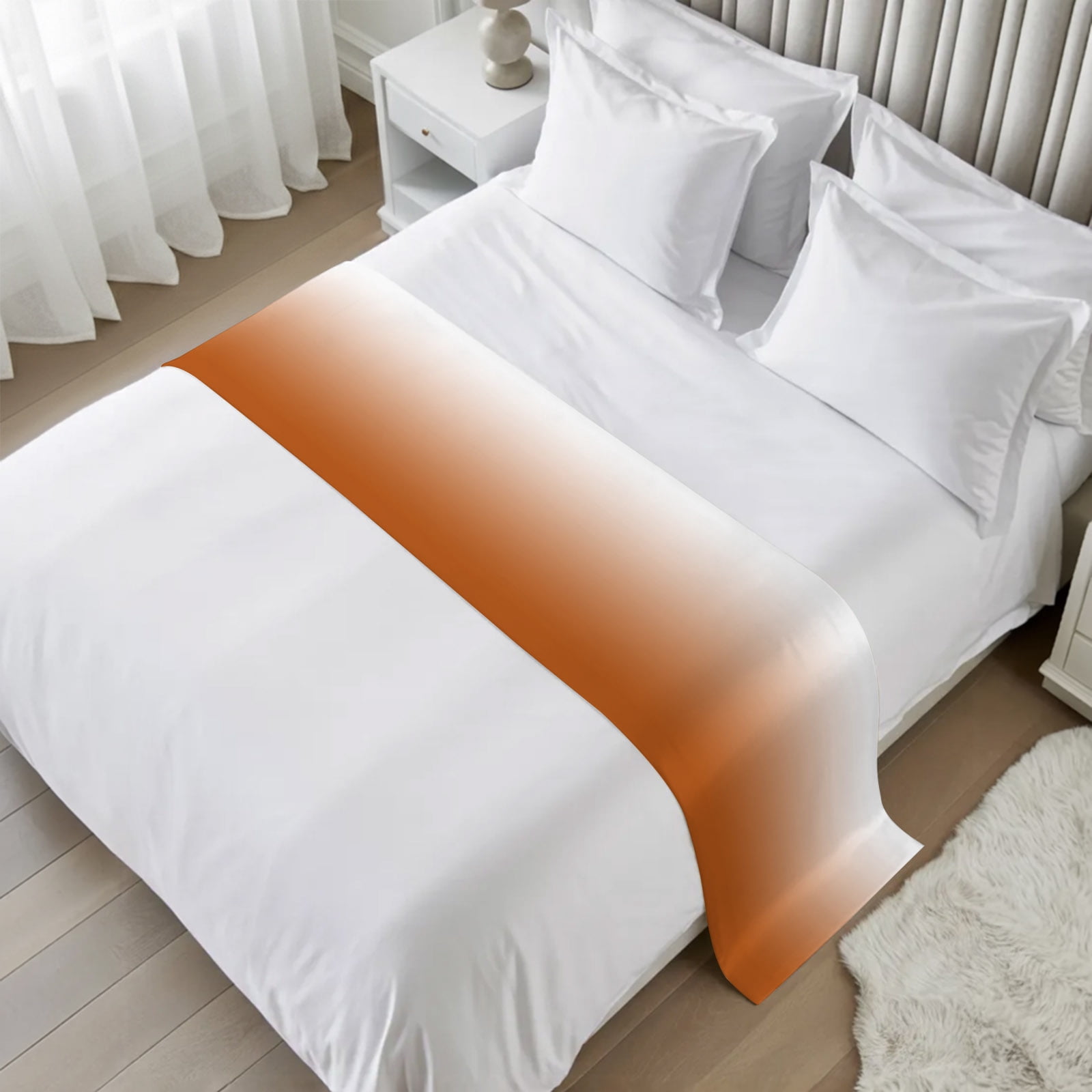 Bed Runner Orange Ombre Bedding Scarves Soft Decorative Bed Flag Fall ...