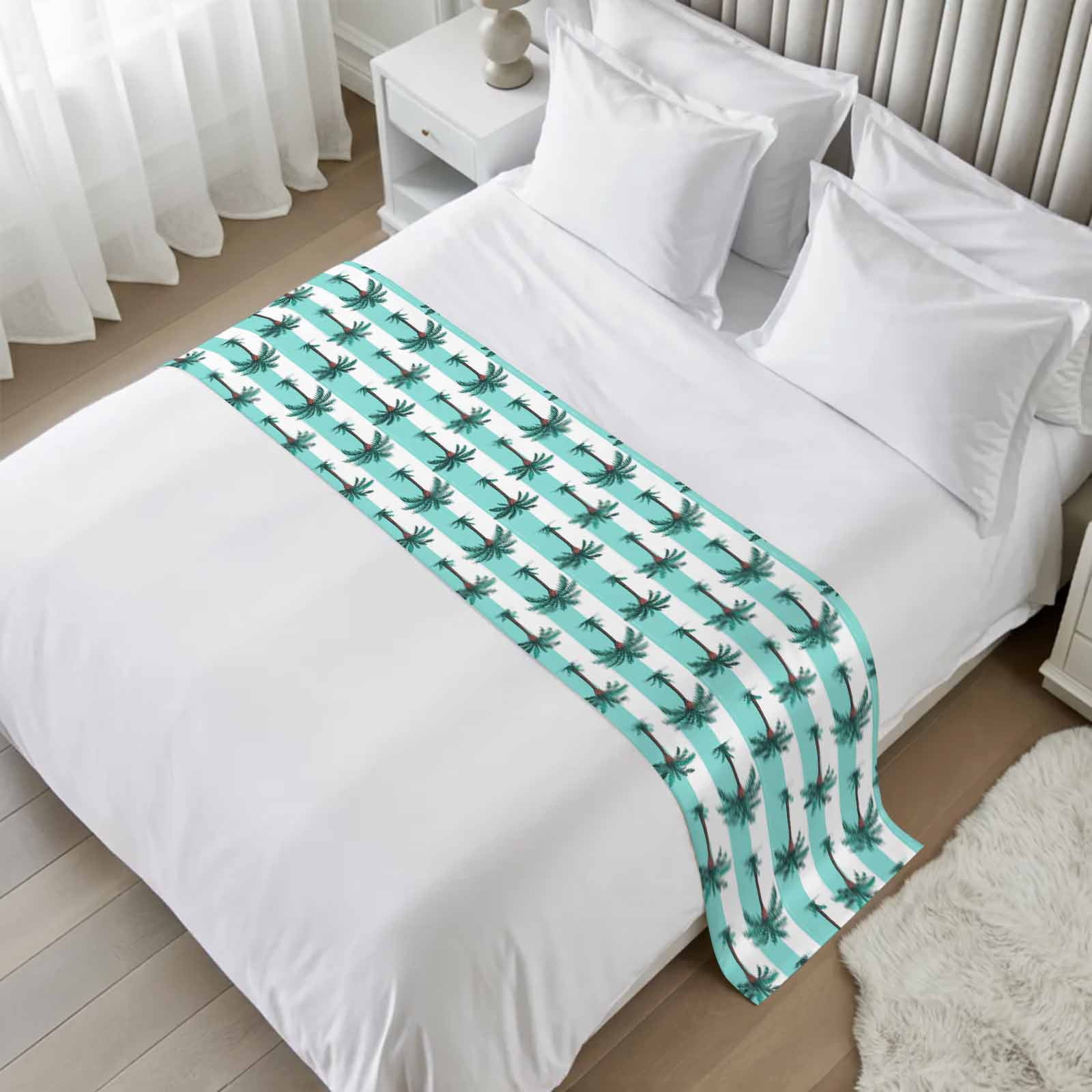 Bed Runner Palm Trees Bedding Scarves Soft Decorative Bed Flag Tropical ...