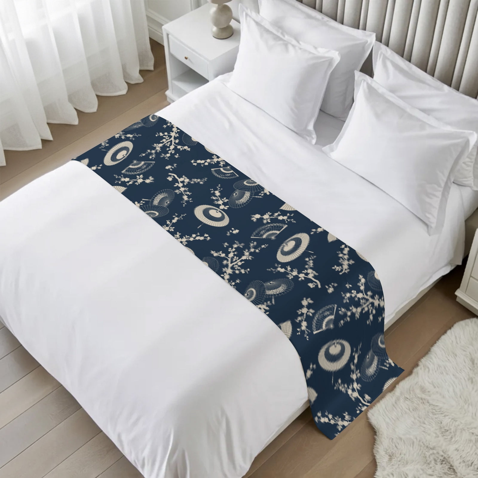 Bed Runner Paper Fan Bedding Scarves Soft Decorative Bed Flag Cherry ...