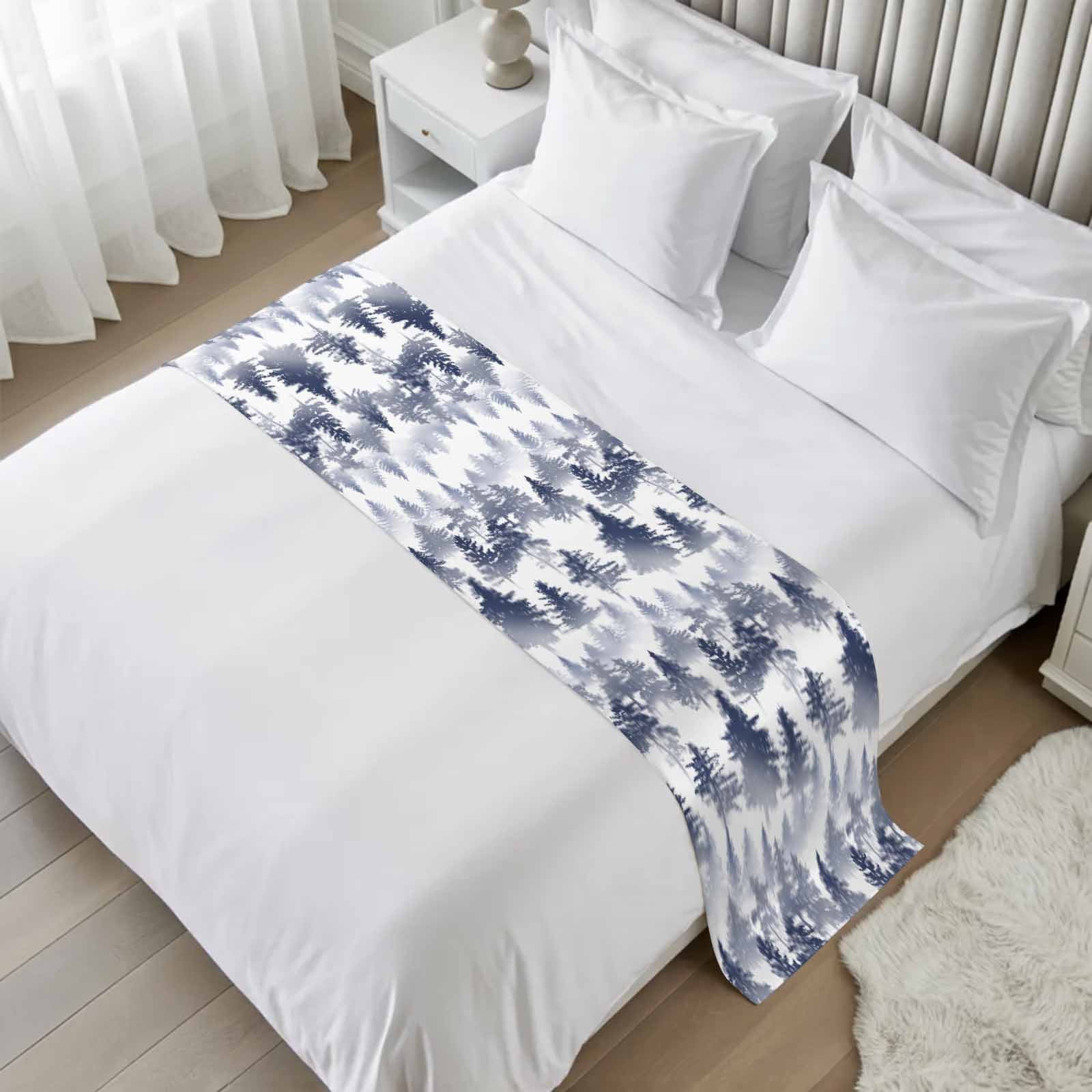 Bed Runner Pine Tree Bedding Scarves Soft Decorative Bed Flag Nature ...