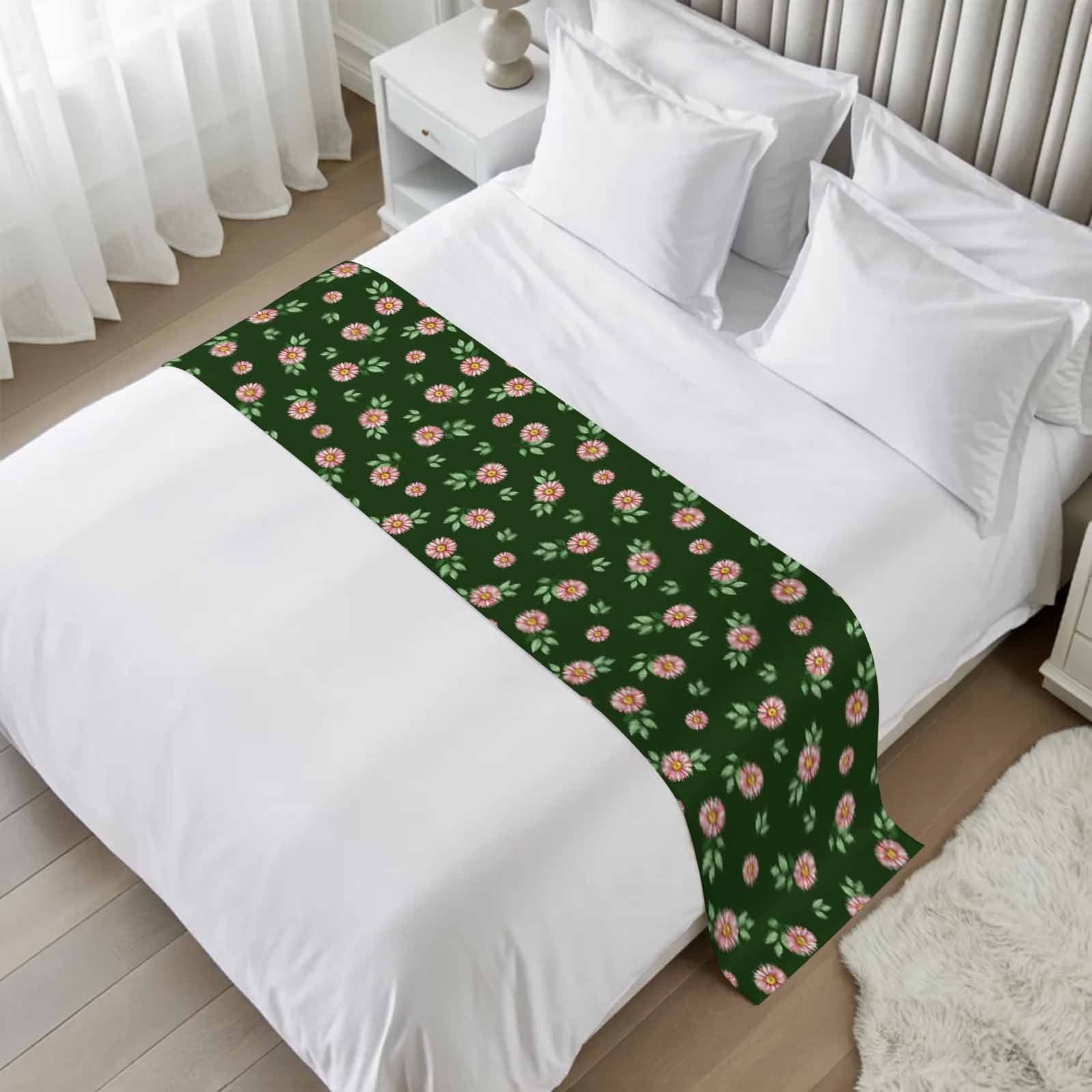 Bed Runner Pink Daisies Flowers Bedding Scarves Soft Decorative Bed ...