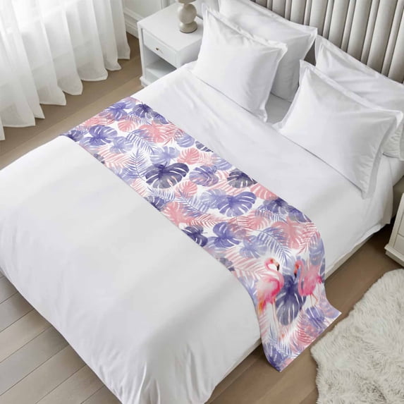 Bed Runner Pink Flamigo Bedding Scarves Soft Decorative Bed Flag Purple ...