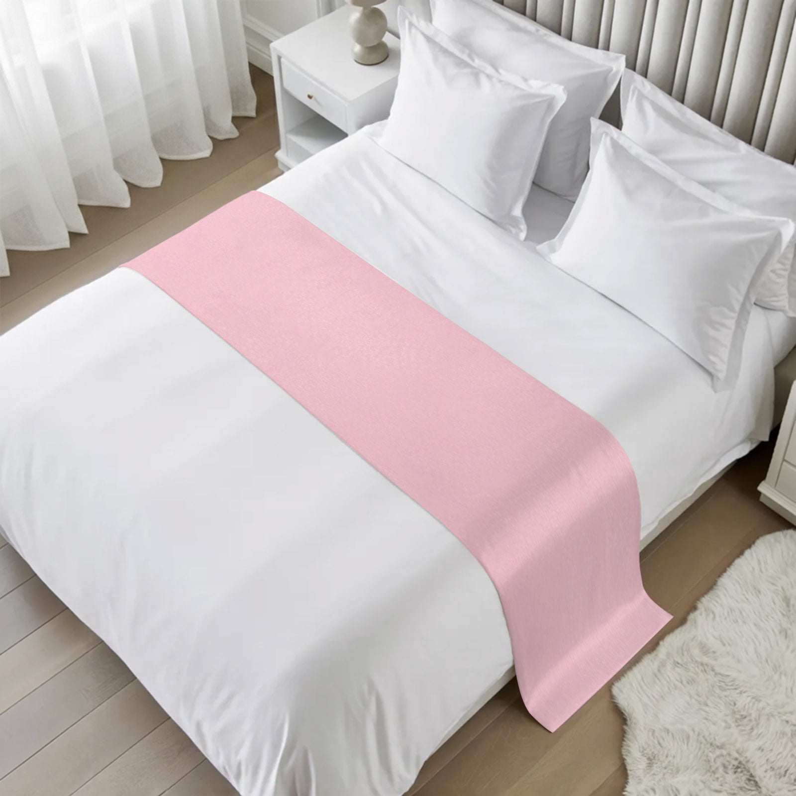 Bed Runner Pink Organic Texture Bedding Scarves Soft Decorative Bed ...