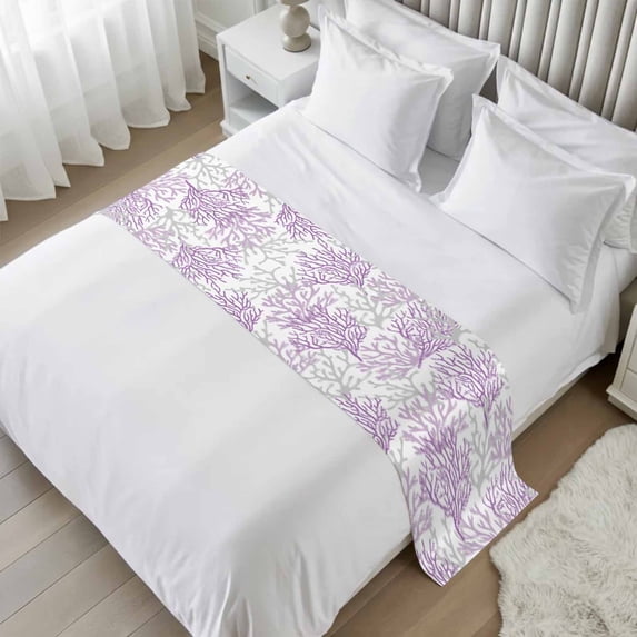 Bed Runner Purple Grey Ocean Coral Bedding Scarves Soft Decorative Bed ...