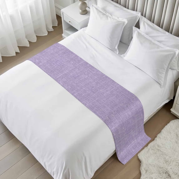 Bed Runner Purple Linen Fabric Bedding Scarves Soft Decorative Bed Flag ...