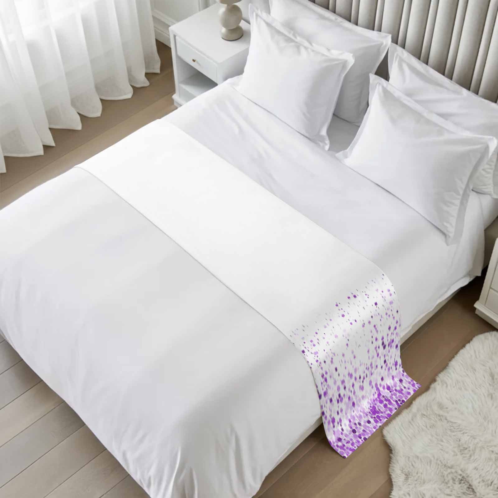 Bed Runner Purple Polka Dot Bedding Scarves Soft Decorative Bed Flag ...