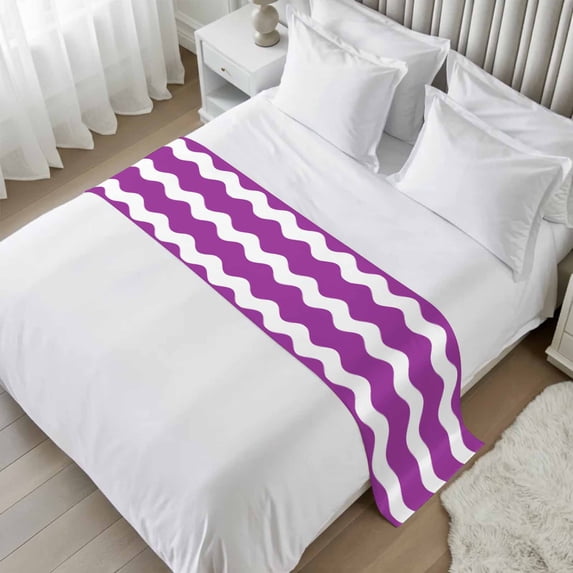 Bed Runner Purple and White Stripes Bedding Scarves Soft Decorative Bed ...