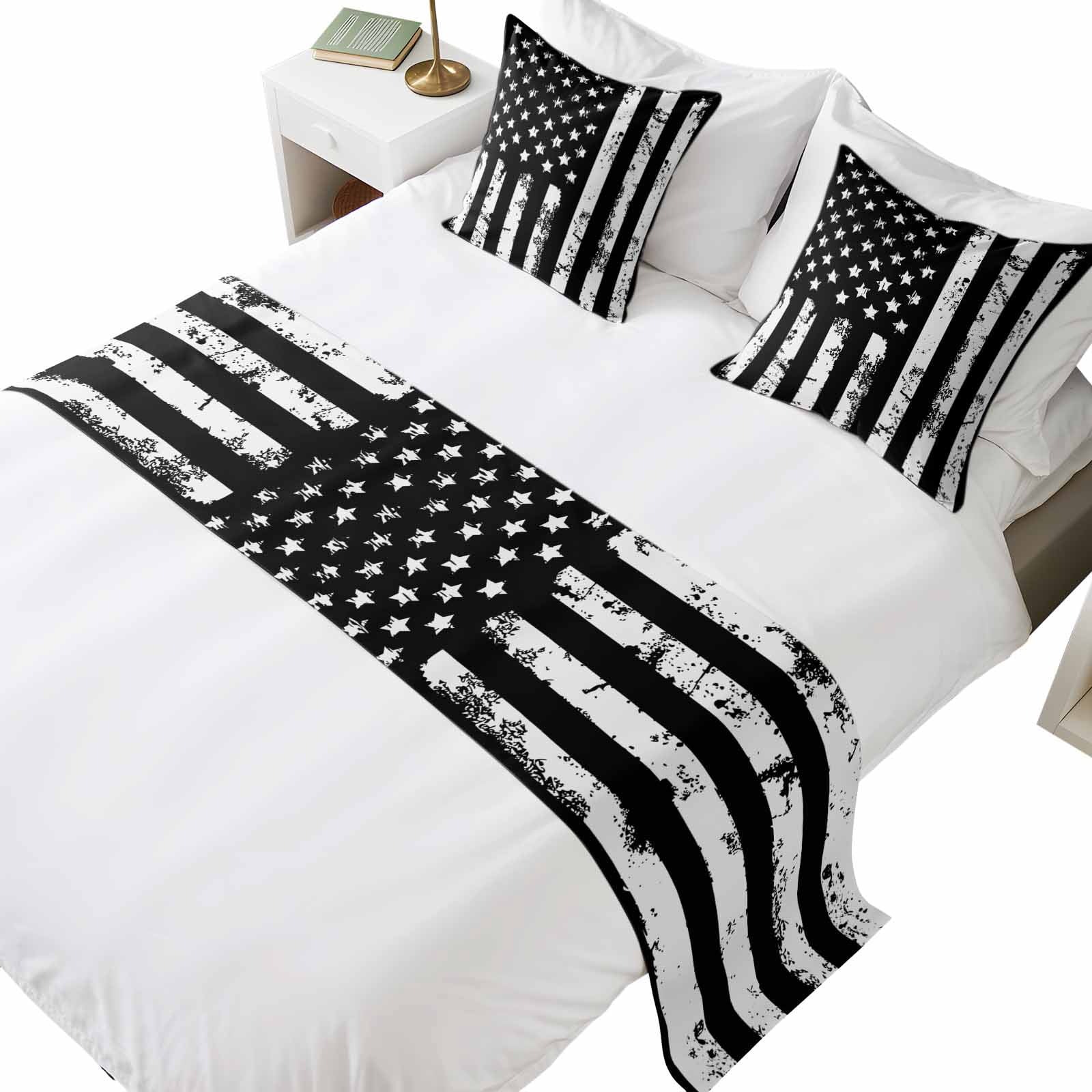 Bed Runner for Queen Size Bed, Black White 3 Pcs Bedding Runner Set - 1 ...