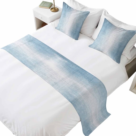 Bed Runner for Queen Size Bed, Blue Ombre 3 Pcs Bedding Runner Set - 1 ...
