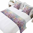 Bed Runner for Queen Size Bed, Blue Spring Floral 3 Pcs Bedding Runner ...