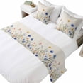 Bed Runner for Queen Size Bed, Blue Yellow Pink Spring Floral 3 Pcs ...