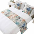 Bed Runner for Queen Size Bed, Coastal Sea Turtle 3 Pcs Bedding Runner ...