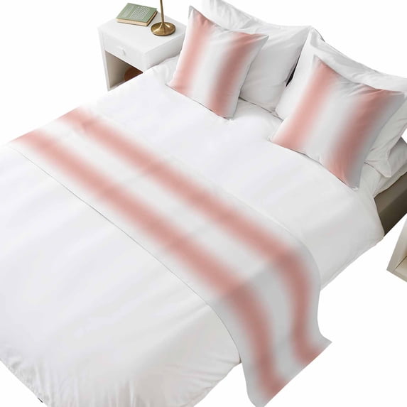 Bed Runner for Queen Size Bed, Coral Red White 3 Pcs Bedding Runner Set ...