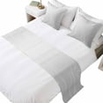Bed Runner for Queen Size Bed, Grey Geometric 3 Pcs Bedding Runner Set ...