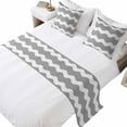 Bed Runner for Queen Size Bed, Grey Ripple 3 Pcs Bedding Runner Set - 1 ...