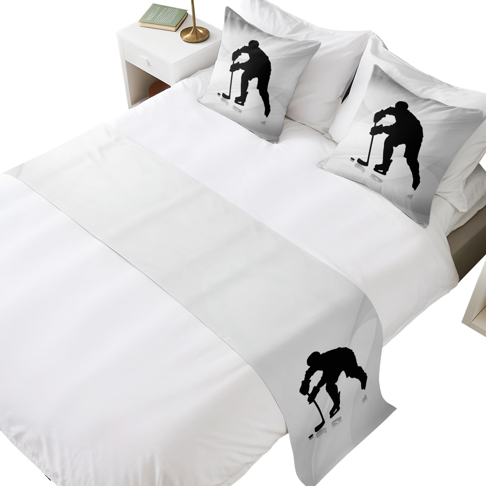 Bed Runner for Queen Size Bed, Hockey 3 Pcs Bedding Runner Set - 1 ...