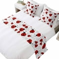 Bed Runner for Queen Size Bed, Ladybug 3 Pcs Bedding Runner Set - 1 ...