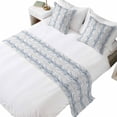 Bed Runner for Queen Size Bed, Navy Blue Grey Branch 3 Pcs Bedding ...