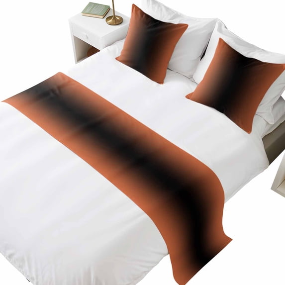 Bed Runner for Queen Size Bed, Orange Black Ombre 3 Pcs Bedding Runner ...
