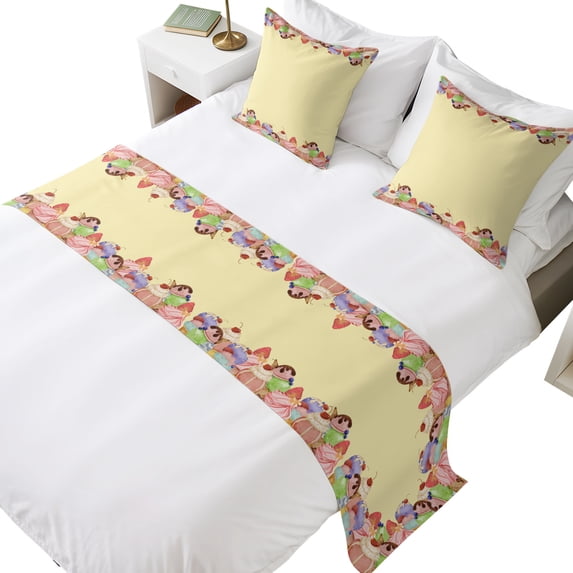 Bed Runner for Queen Size Bed, Summer Colorful Ice Cream 3 Pcs Bedding ...