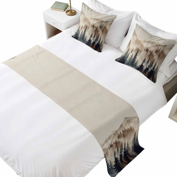Bed Runner for Queen Size Bed, Tan Forest 3 Pcs Bedding Runner Set - 1 ...