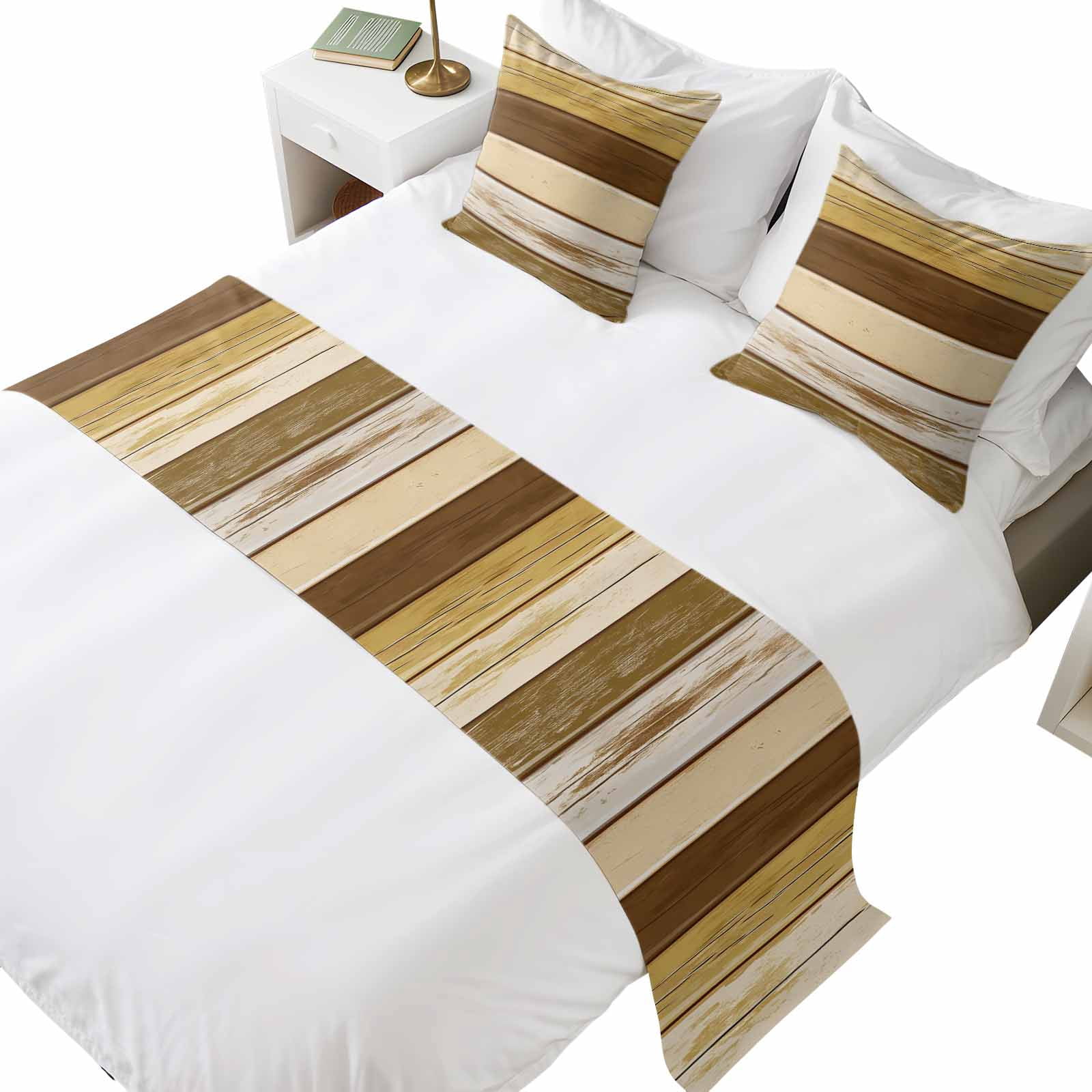 Bed Runner for Queen Size Bed, Vintage Wood Grain Decorative Beds ...