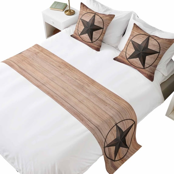 Bed Runner for Queen Size Bed, Western Star Retro 3 Pcs Bedding Runner ...