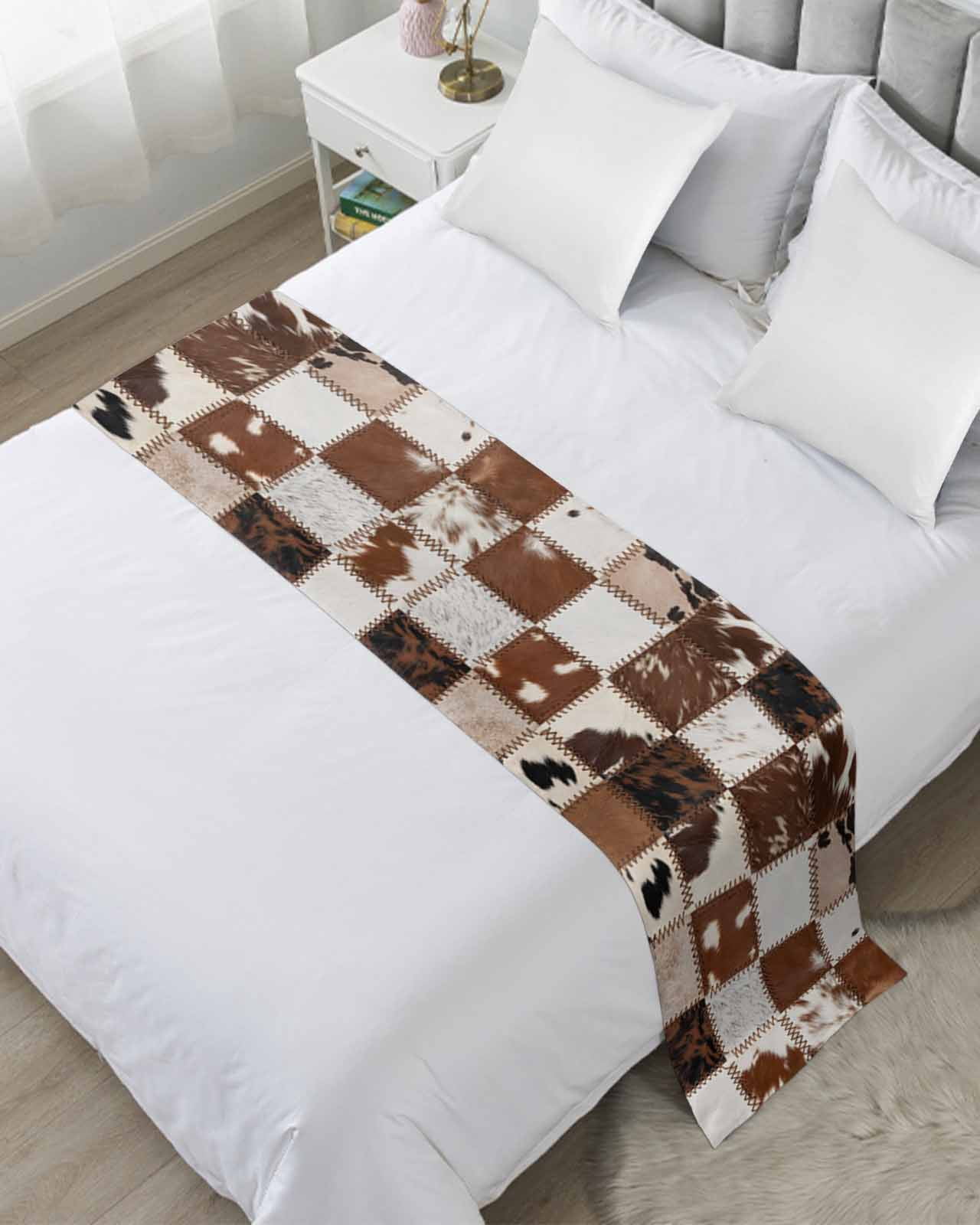 Bed Runner for Queen Size, Brown Beige Decorative Scarf Throws for Foot ...