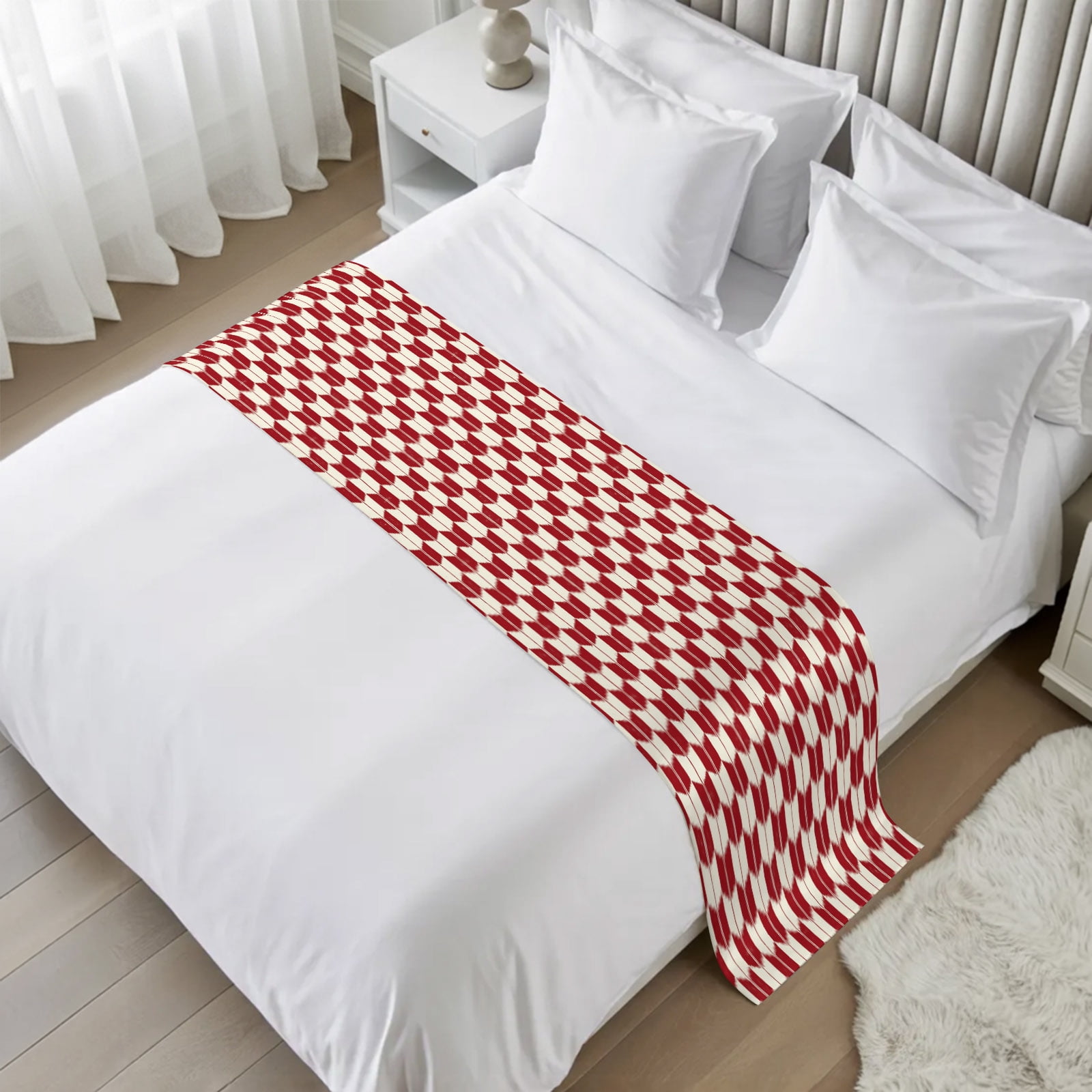 Bed Runner Red Arrow Patterns Bedding Scarves Soft Decorative Bed Flag ...