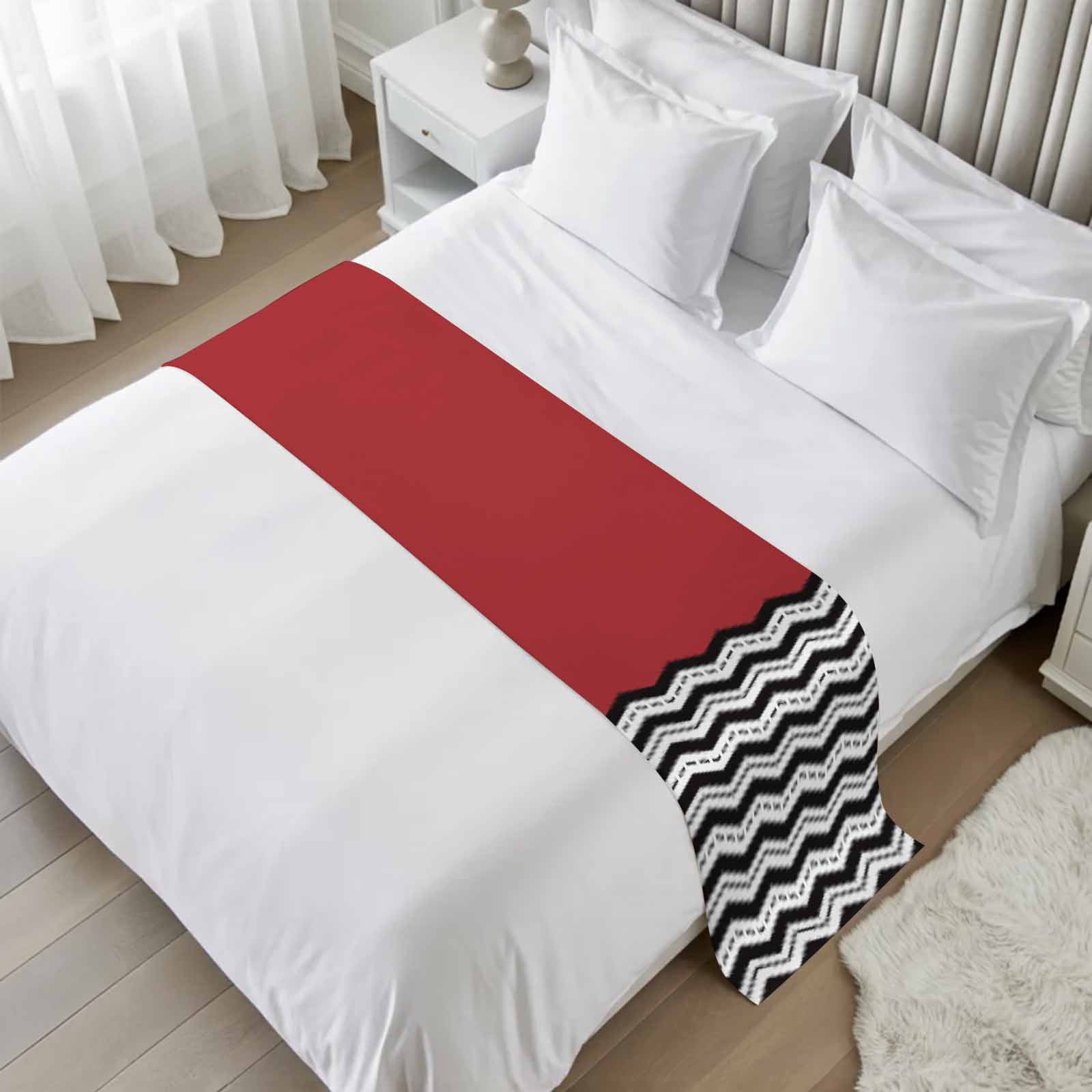 Bed Runner Red Black Waves Bedding Scarves Soft Decorative Bed Flag ...
