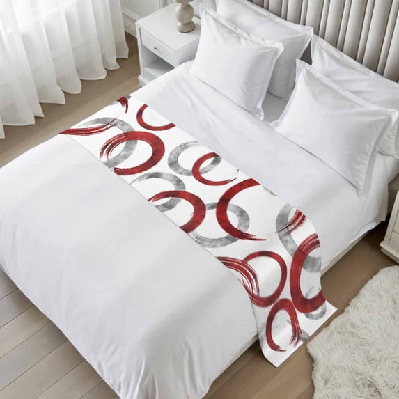 Bed Runner Red Circles Bedding Scarves Soft Decorative Bed Flag ...