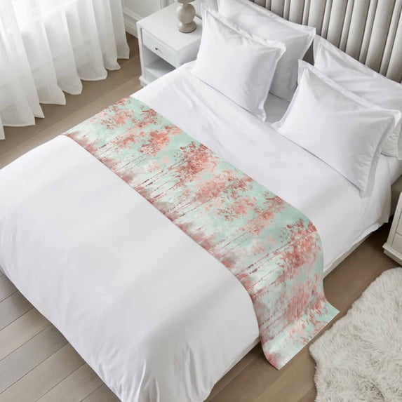 Bed Runner Red Forest Bedding Scarves Soft Decorative Bed Flag Plant ...