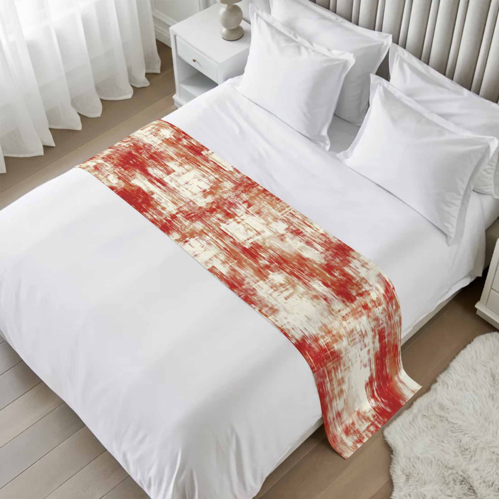 Bed Runner Red Graffiti Art Bedding Scarves Soft Decorative Bed Flag ...