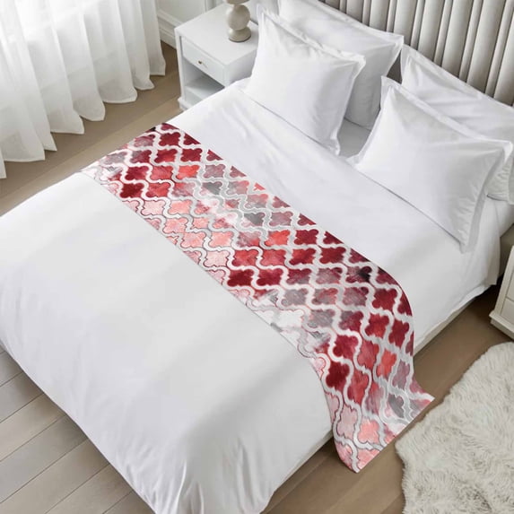 Bed Runner Red Morocco Pattern Bedding Scarves Soft Decorative Bed Flag ...