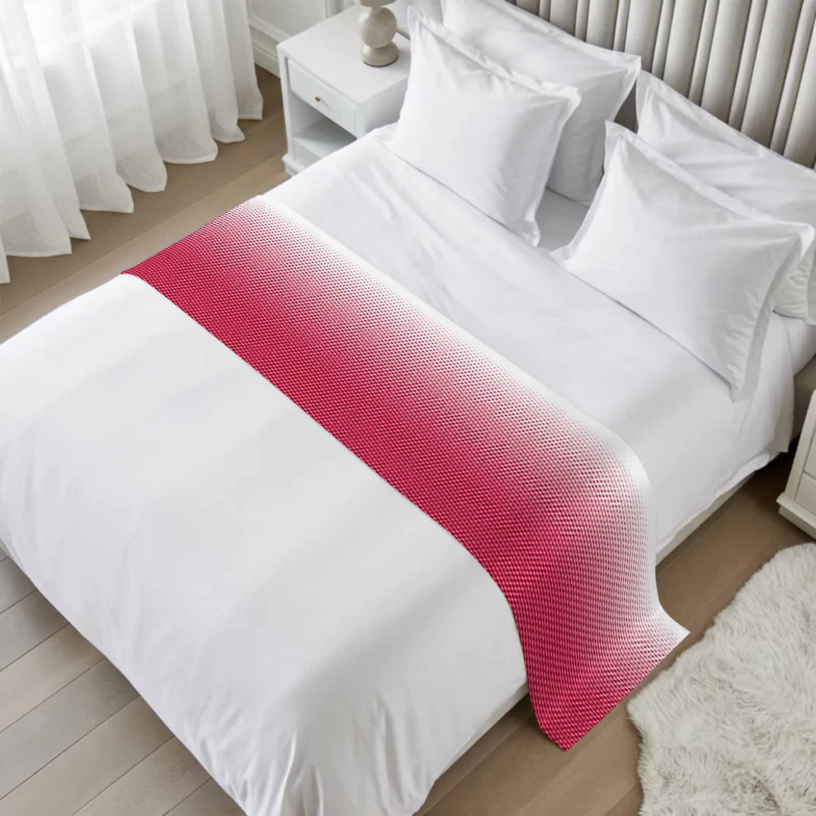 Bed Runner Red Polka Dots Ombre Bedding Scarves Soft Decorative Bed ...