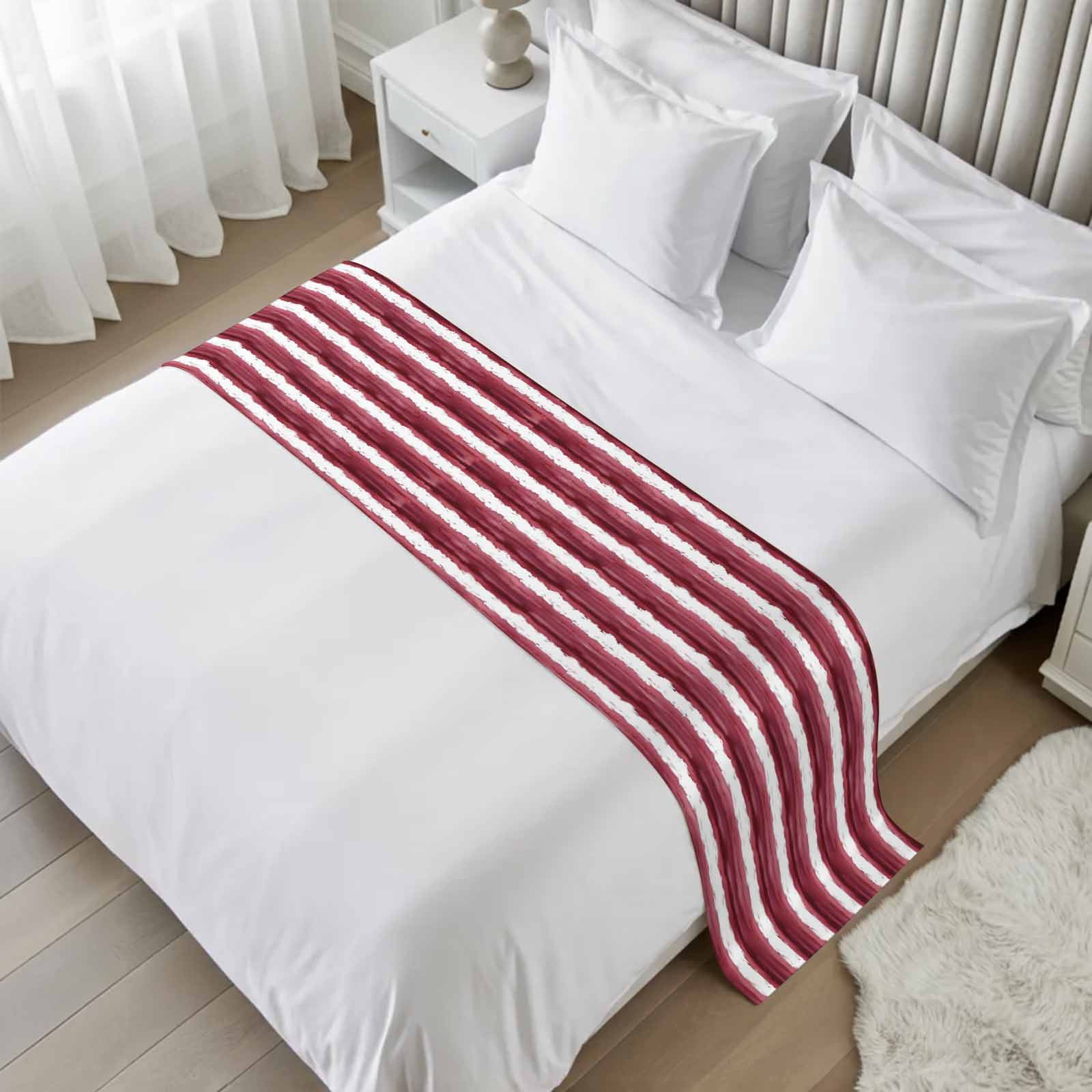 Bed Runner Red Stripes Bedding Scarves Soft Decorative Bed Flag ...