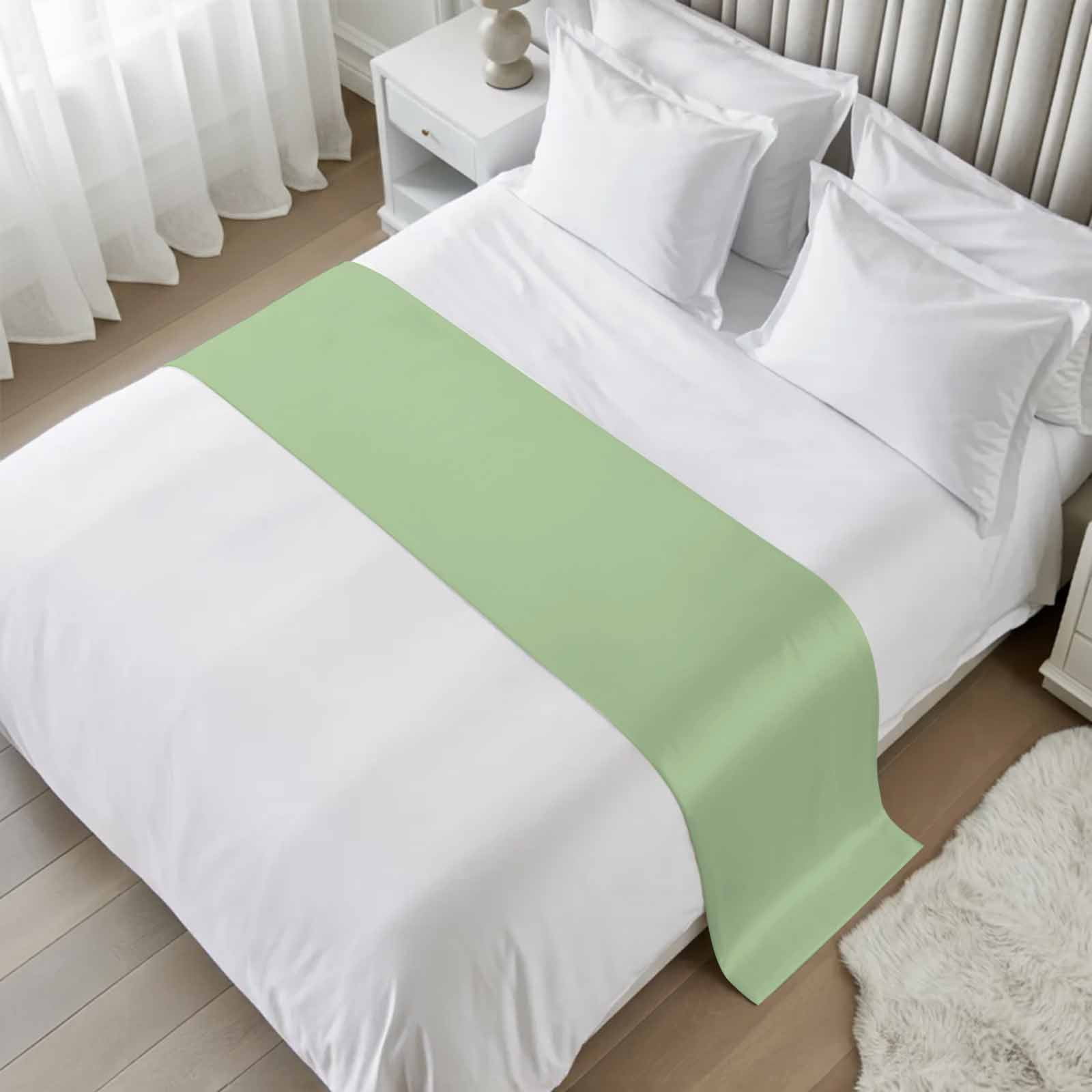 Bed Runner Sage Green Bedding Scarves Soft Decorative Bed Flag Solid ...