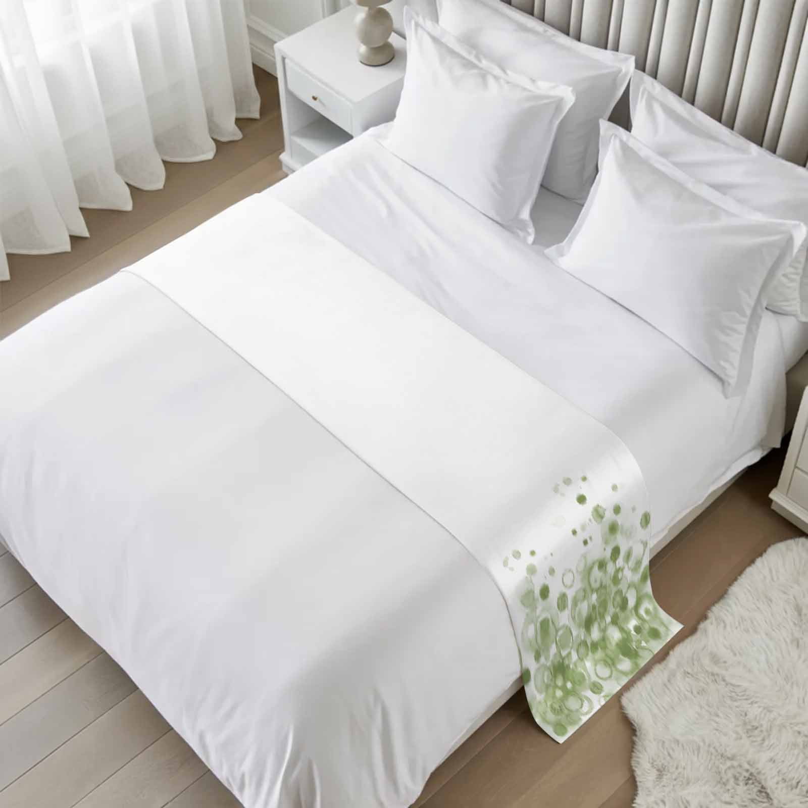 Bed Runner Sage Green Ink Points Bedding Scarves Soft Decorative Bed ...