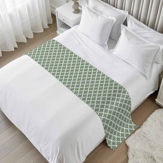 Bed Runner Sage Green Morocco Texture Bedding Scarves Soft Decorative ...