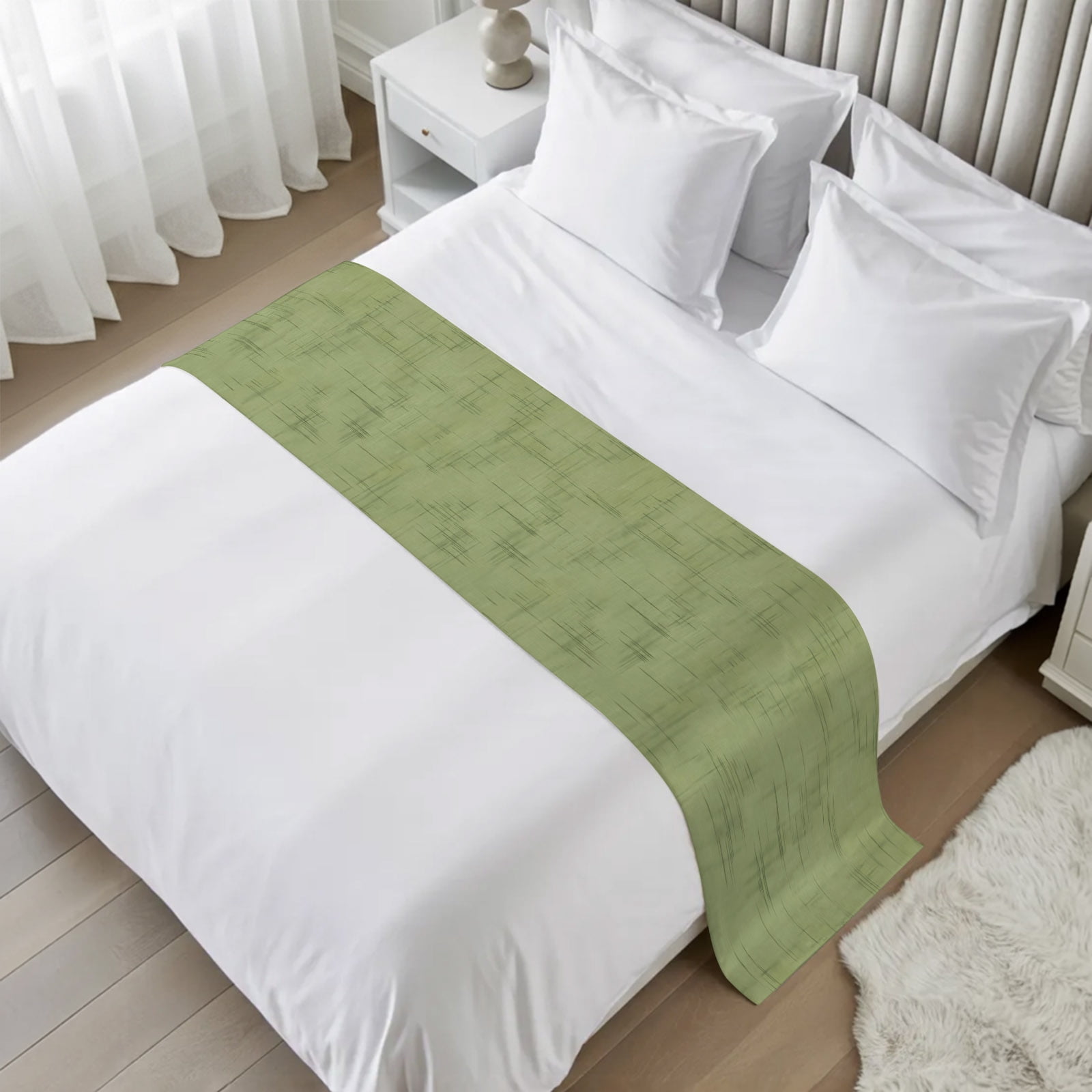 Bed Runner Sage Green Textile Weave Bedding Scarves Soft Decorative Bed ...