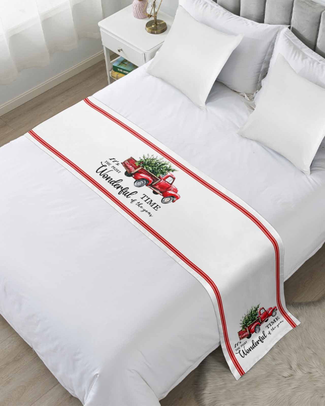 Bed Runner Scarf for Cal.King Size Bed, Christmas Beds Scarf Throws for ...