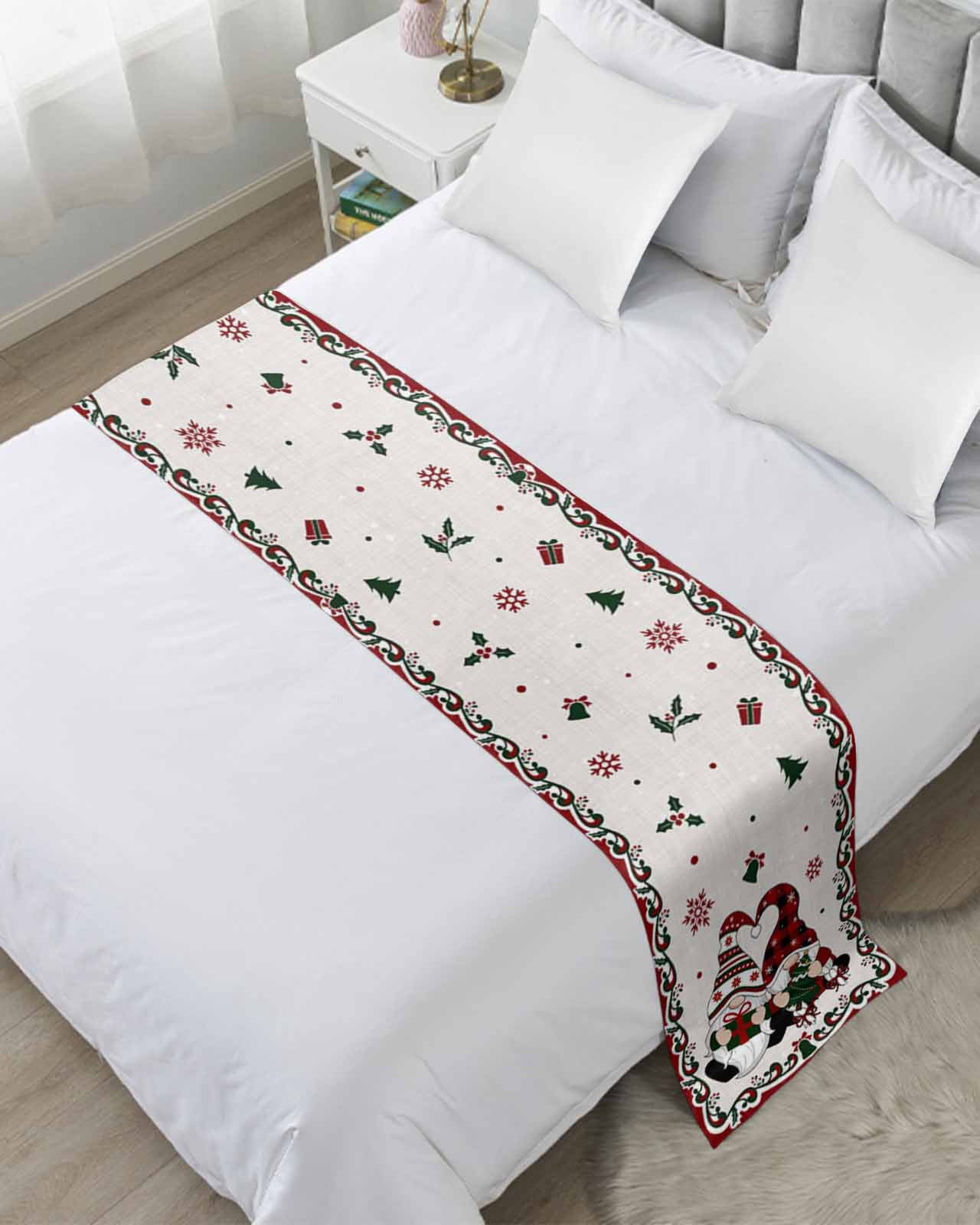 Bed Runner Scarf for Cal.King Size Bed, Merry Christmas Beds Scarf ...