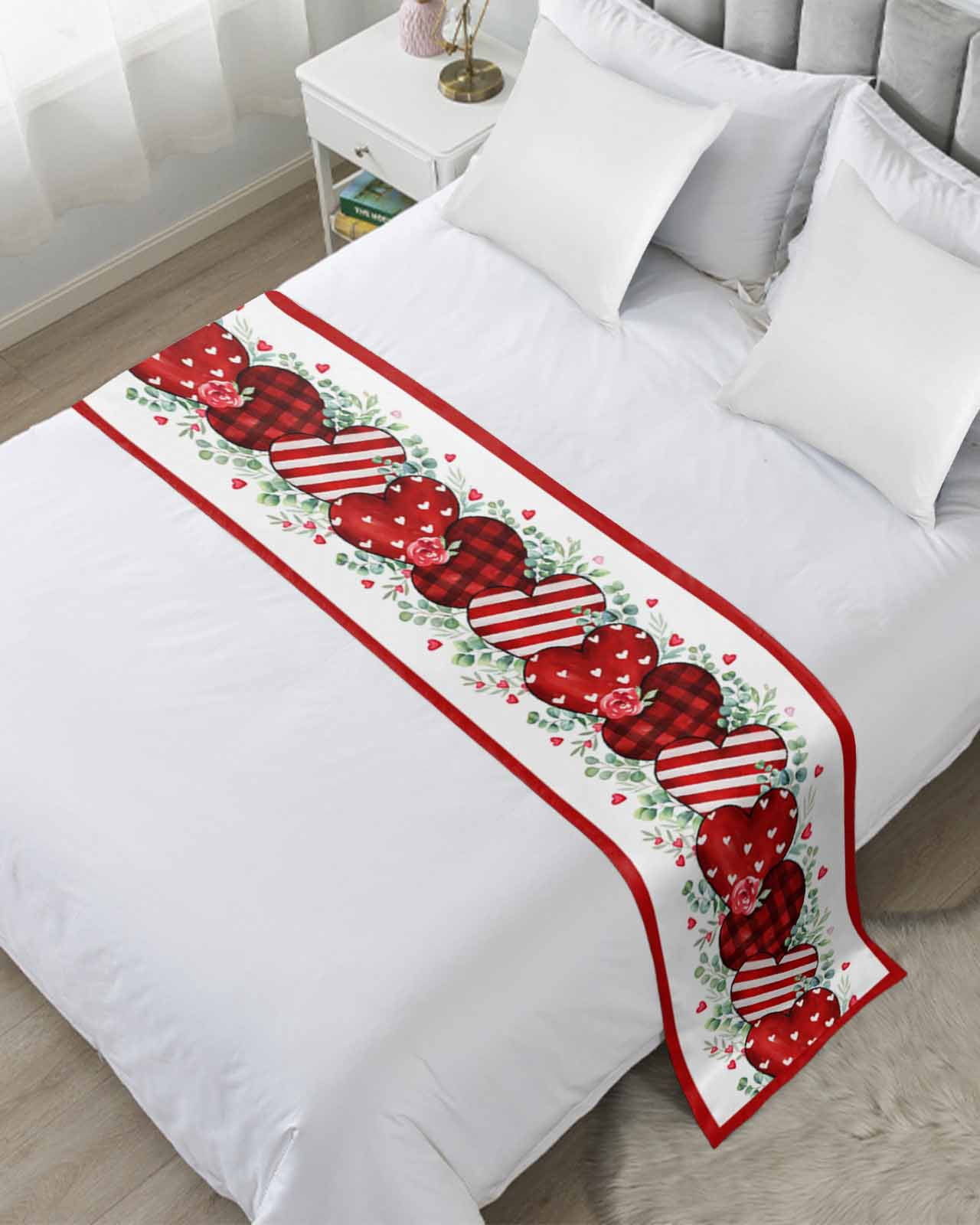 Bed Runner Scarf for Cal.King Size Bed, Valentine's Day Beds Scarf ...