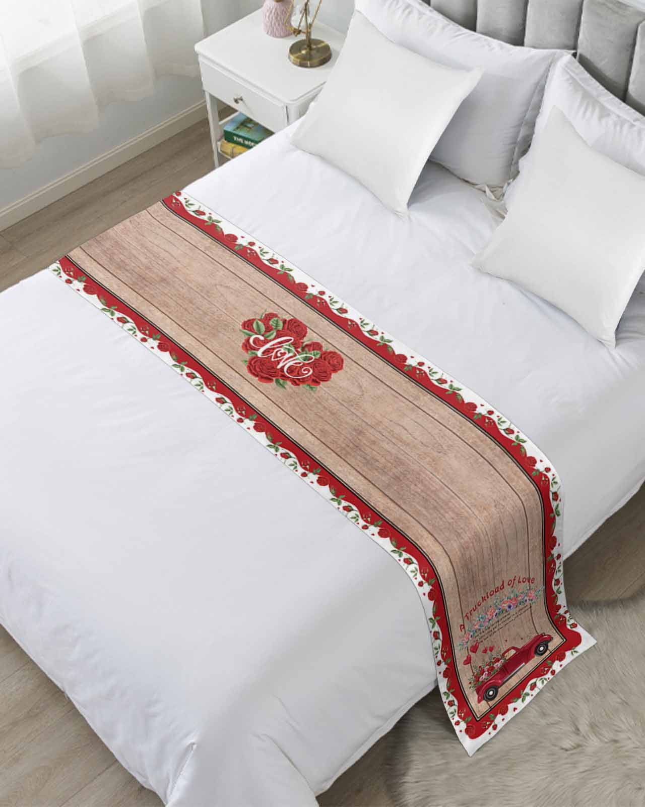 Bed Runner Scarf for Cal.King Size Bed, Valentine's Day Beds Scarf ...
