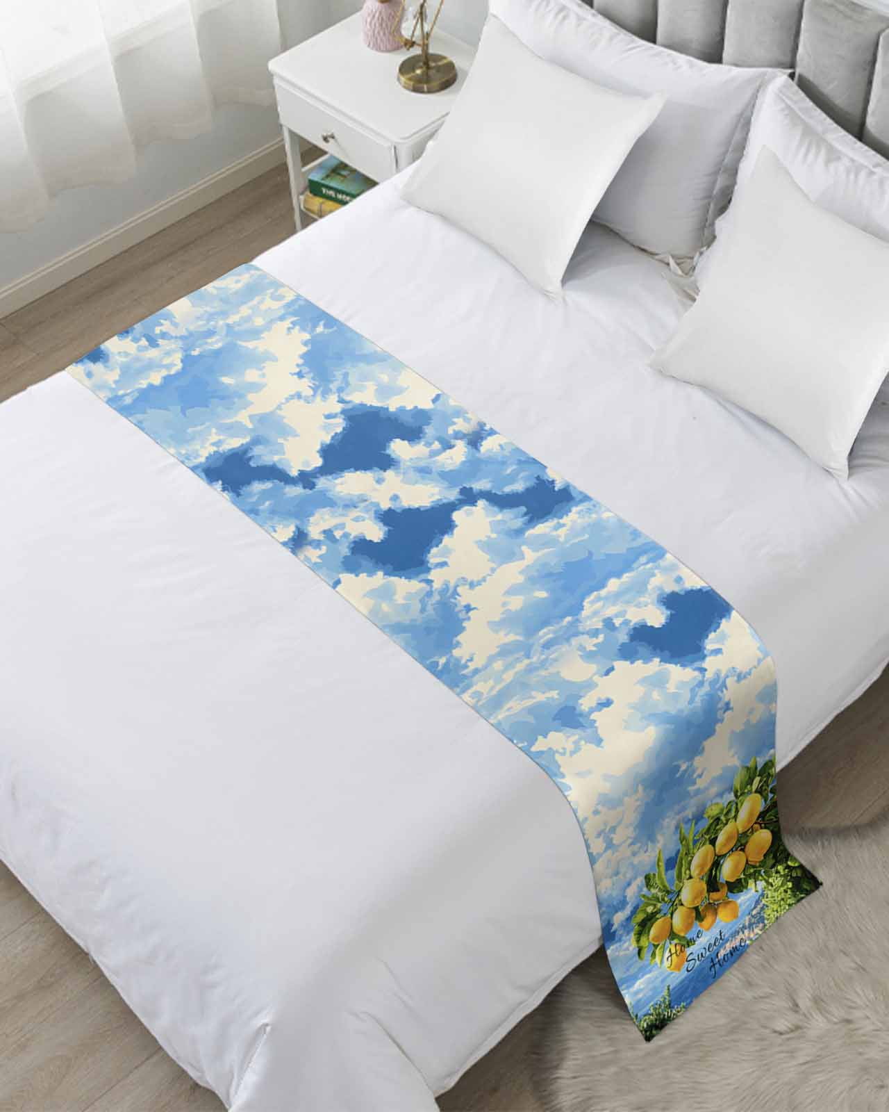 Bed Runner Scarf Cal King Size, Lemon Coastal Stain Bed Runners ...