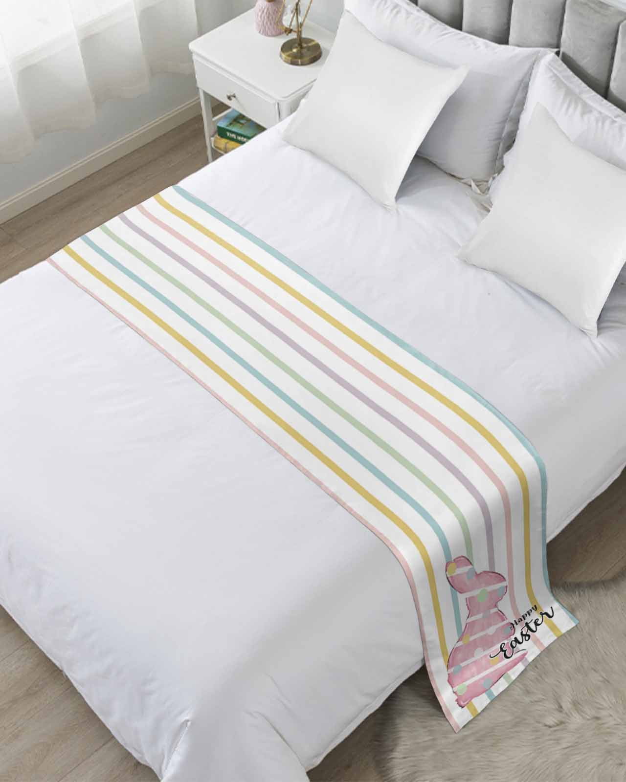 Bed Runner Scarf Cal King Size, Pink Bunny Stain Bed Runners & Scarves ...