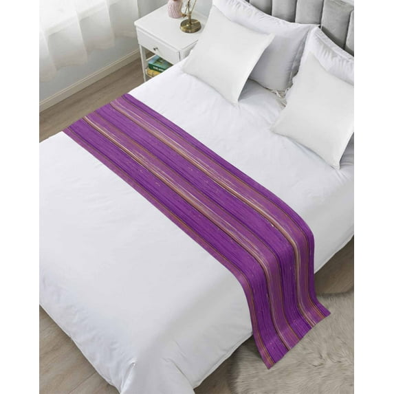 Bed Runner Scarf Cal King Size, Purple Wood Grain Stain Bed Runners ...