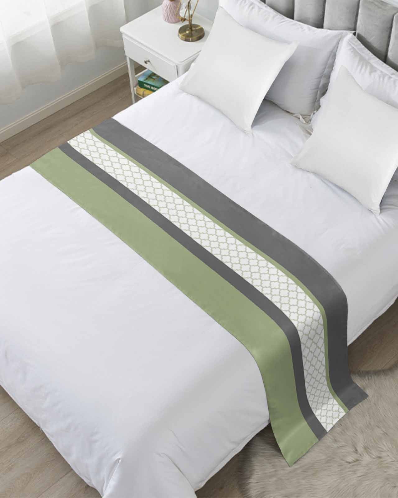 Bed Runner Scarf Cal King Size, Sage Green Morocco Stain Bed Runners ...